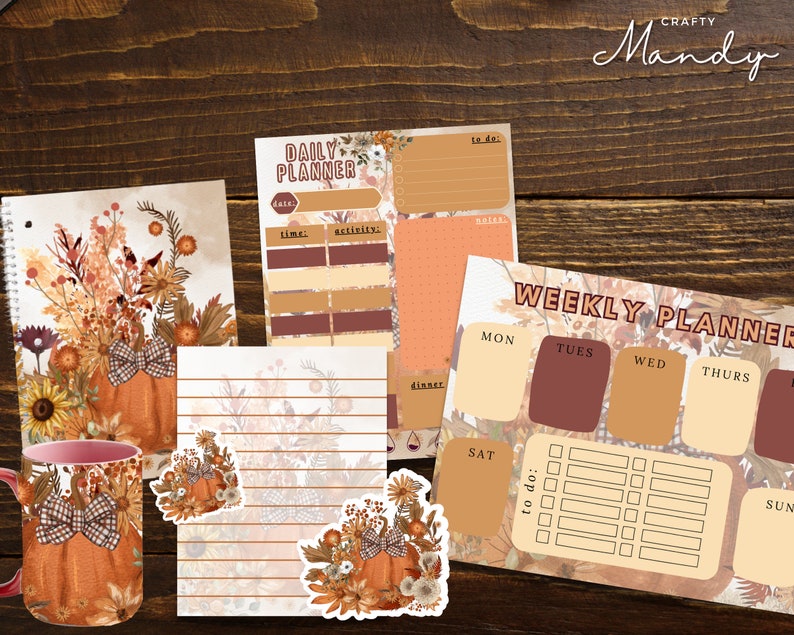 Fall Harvest BUNDLE- Stationery Bundle - Notebook - Decals - Notepad ...