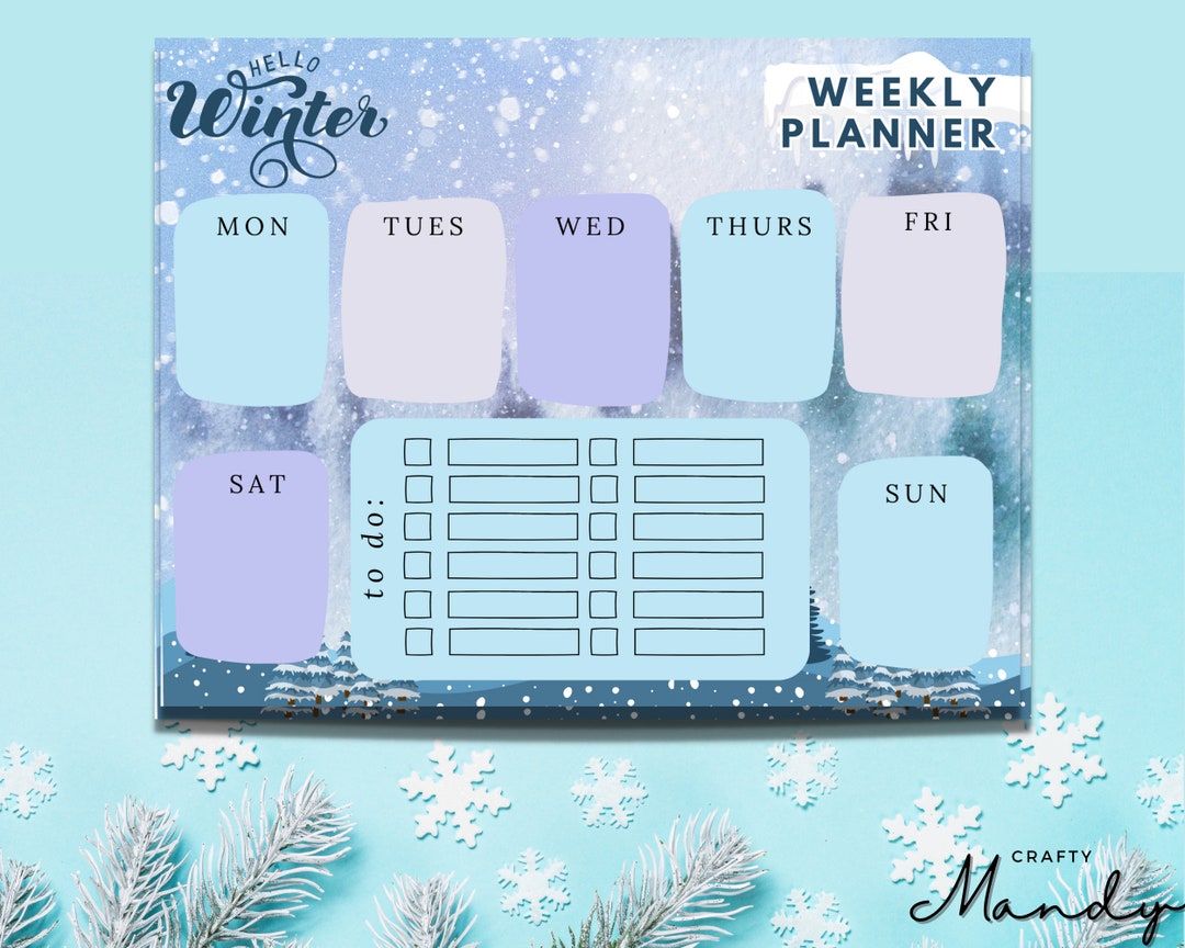 Hello Winter Weekly Planner- Tear Away Notepad - Winter Planner - Memo ...