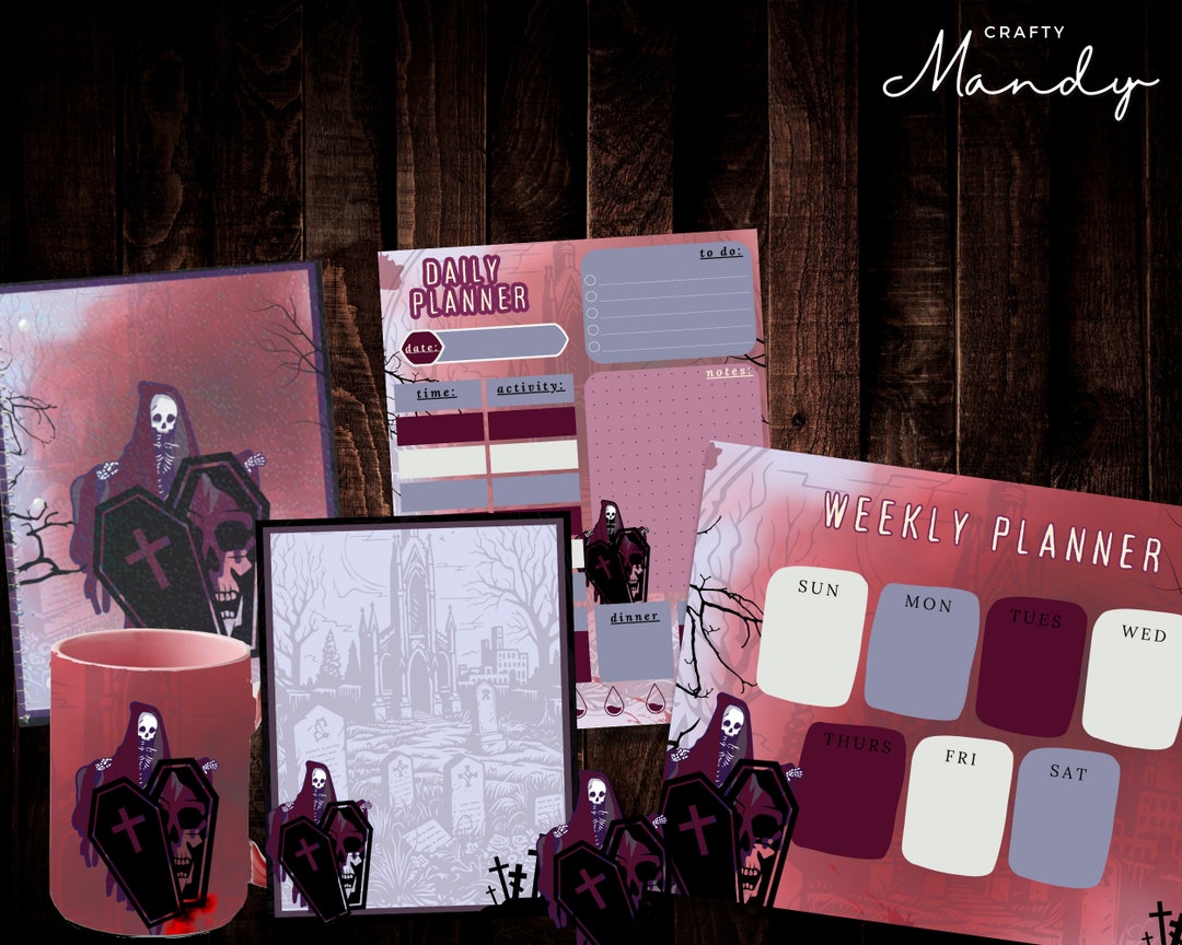 Spooky Skeleton BUNDLE- Stationery Bundle - Notebook - Decals - Notepad ...