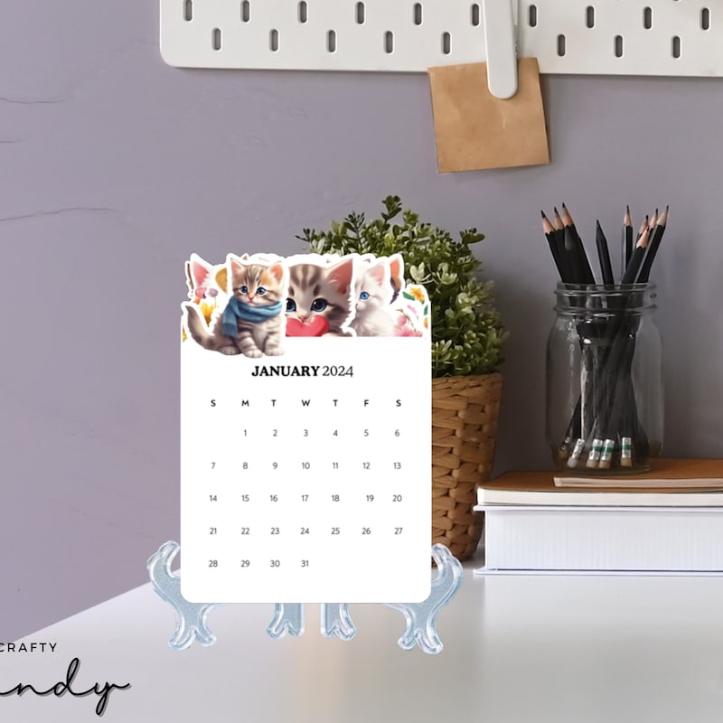 2024 Cat Calendar Desk - Etsy