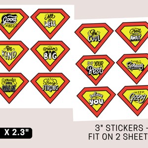 12 Pc Set SUPERHERO Kids Positivity Reward Stickers | Kids Stickers ...