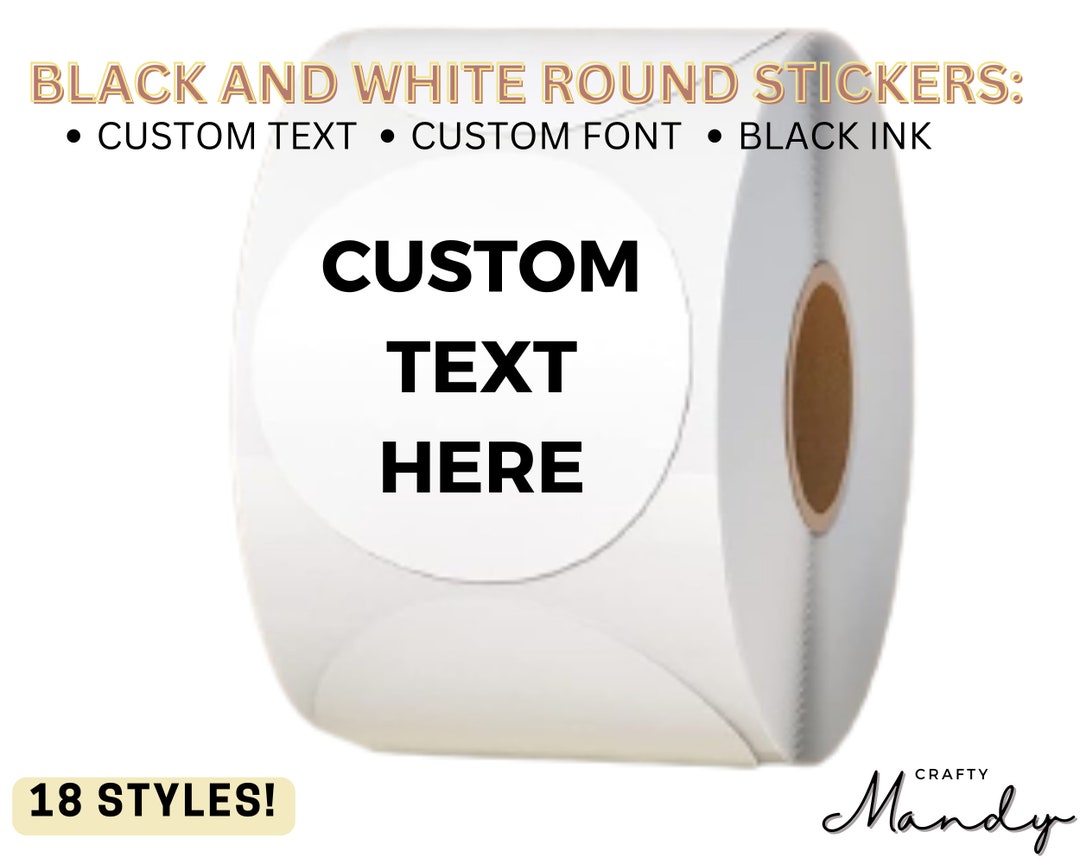Black & White ROUND Stickers, Custom Stickers, Envelope Seals, Wedding ...