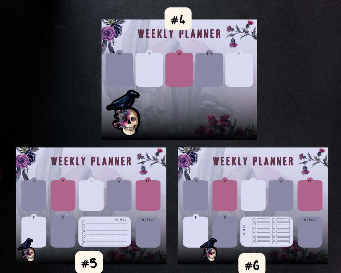 Mystical Skulls & Thistles Weekly Planner- Tear Away Notepad - Memo Pad ...