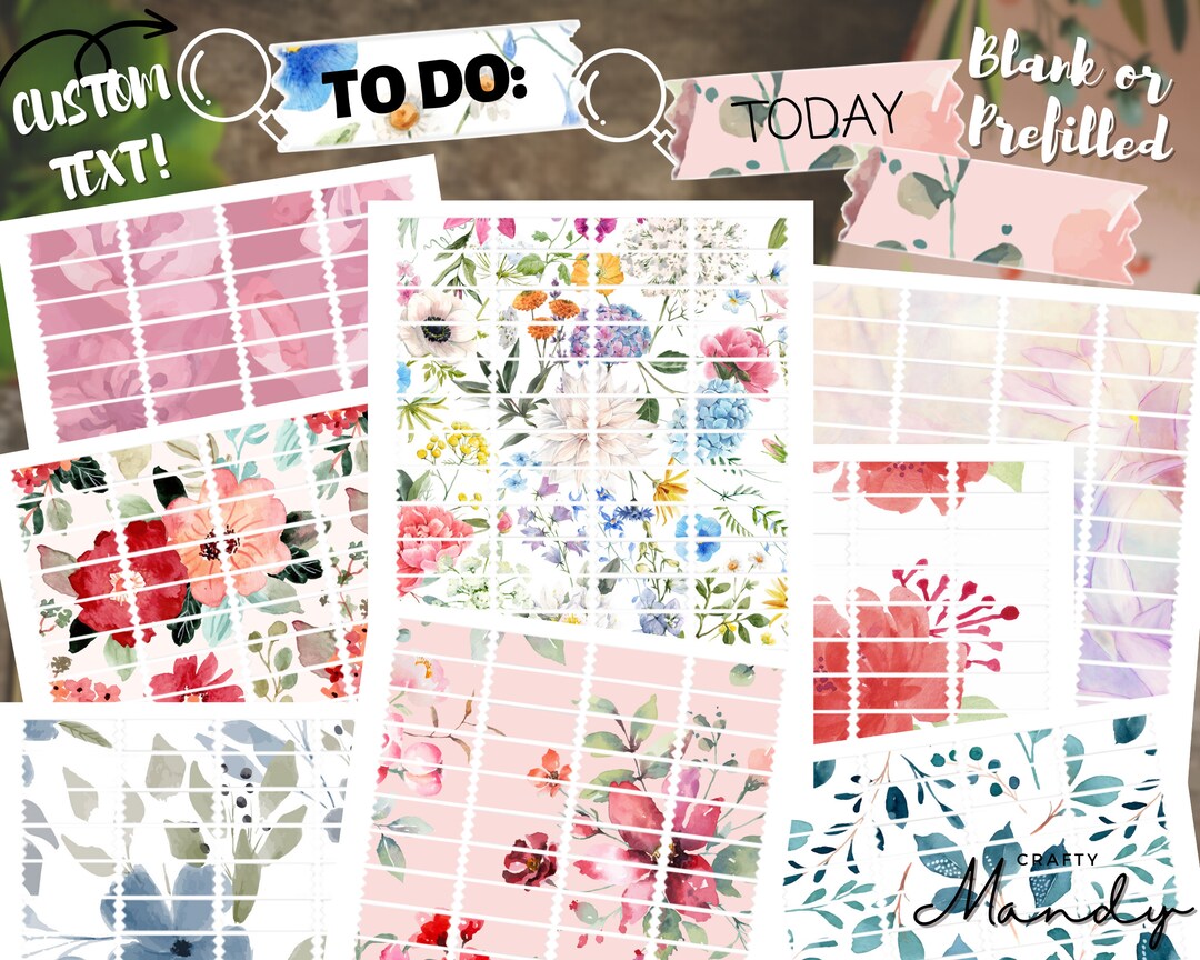 Blank Banner Tape Stickers, Floral Banner Planner Stickers,highlight ...