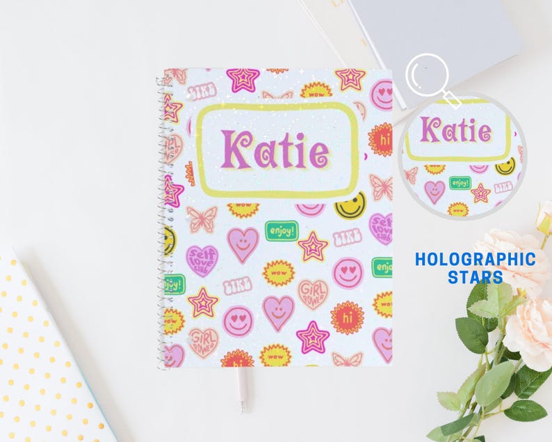 Colorful Sticker Emojis Notebook, Spiral Notebook, Sticker Notebook ...