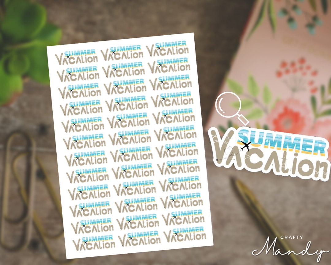 Summer Vacation Stickers | Kiss-cut Sticker Sheets, Mini Planner ...