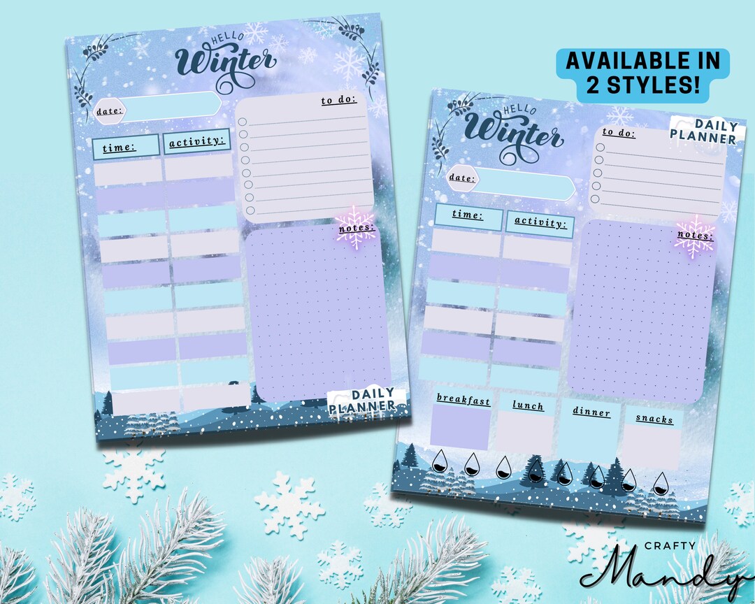 Hello Winter Daily Planner- Tear Away Notepad - Winter Notepad - Memo ...