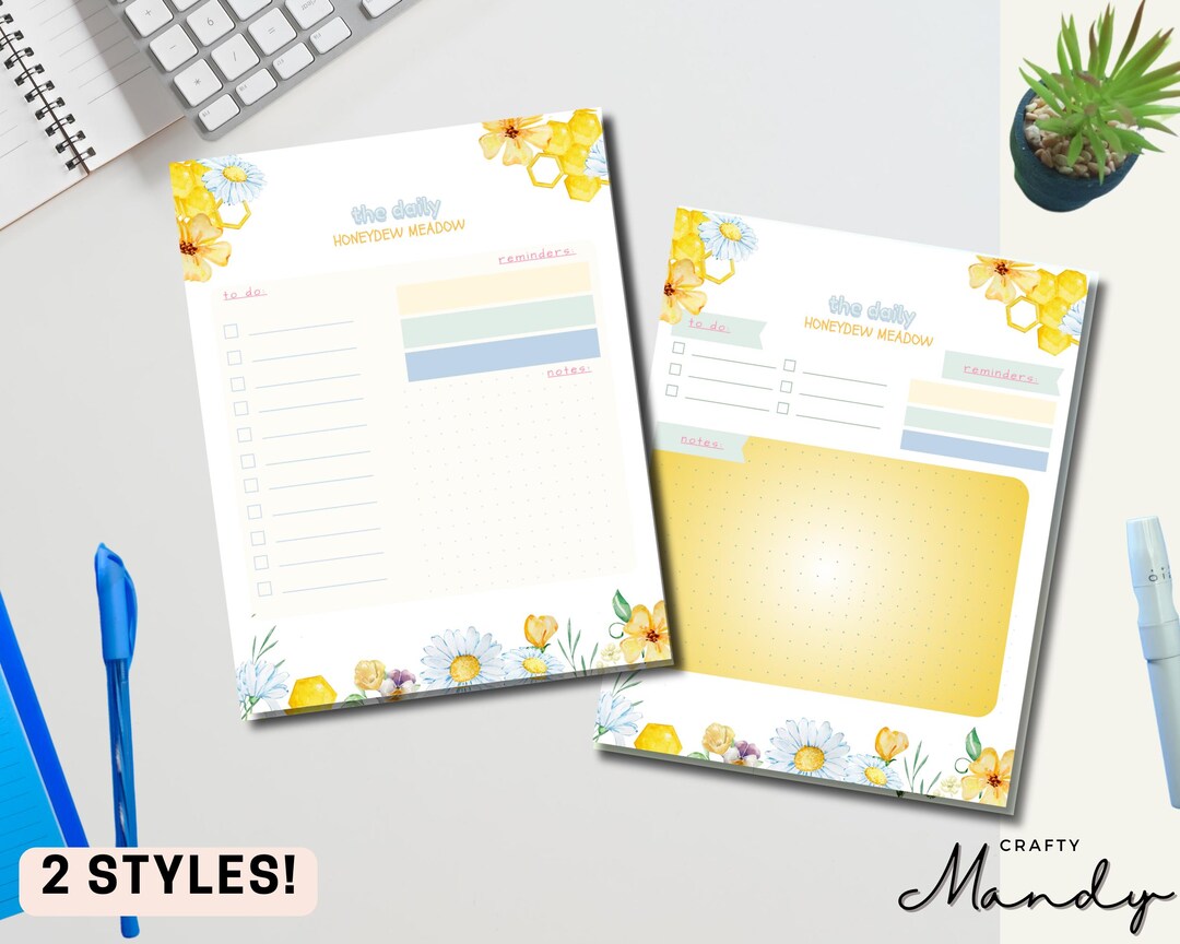 Honeydew Meadow THE DAILY - Tear Away Notepad Girly Notepad Memo Pad ...