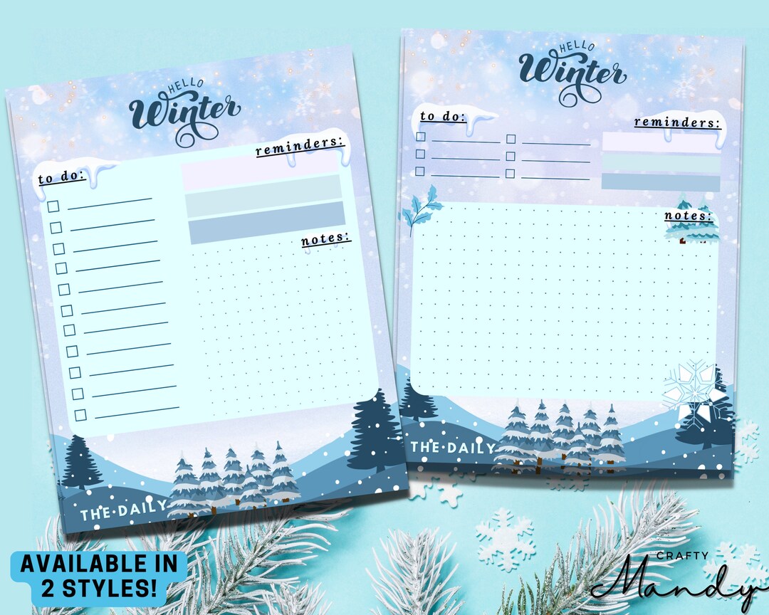 Hello Winter THE DAILY - Tear Away Notepad - Winter Notepad - Memo Pad ...