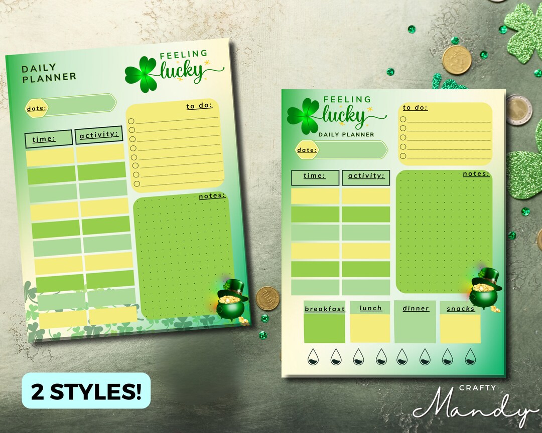 Feeling Lucky - St Patricks Daily Planner- Tear Away Notepad - St ...