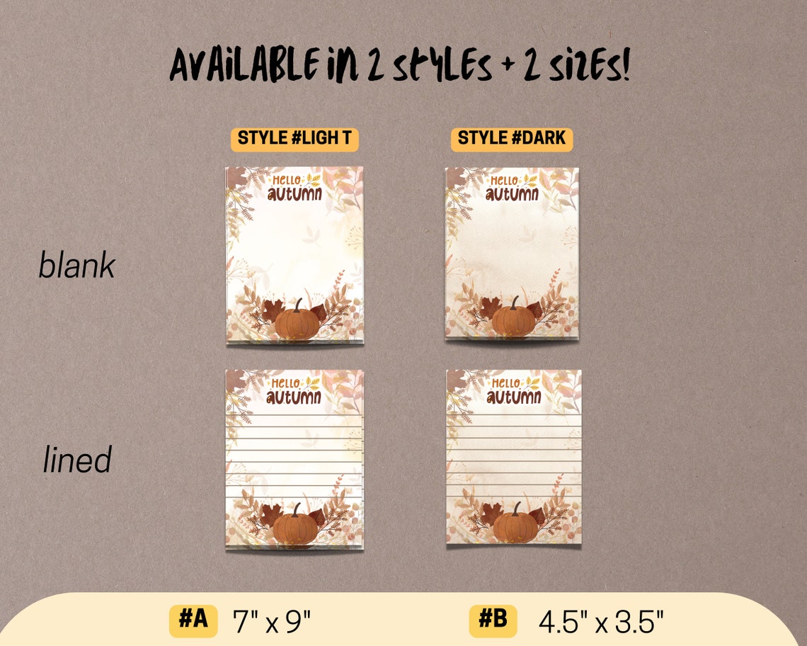 Hello Autumn Notepad - Tear Away Notepad - Fall Notepad - Autumn - Memo ...