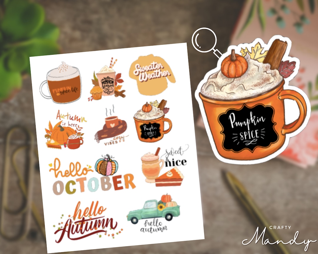 Fall 10 Pc Sticker Set, Autumn Stickers | Kiss-cut Sticker Sheets, Full ...
