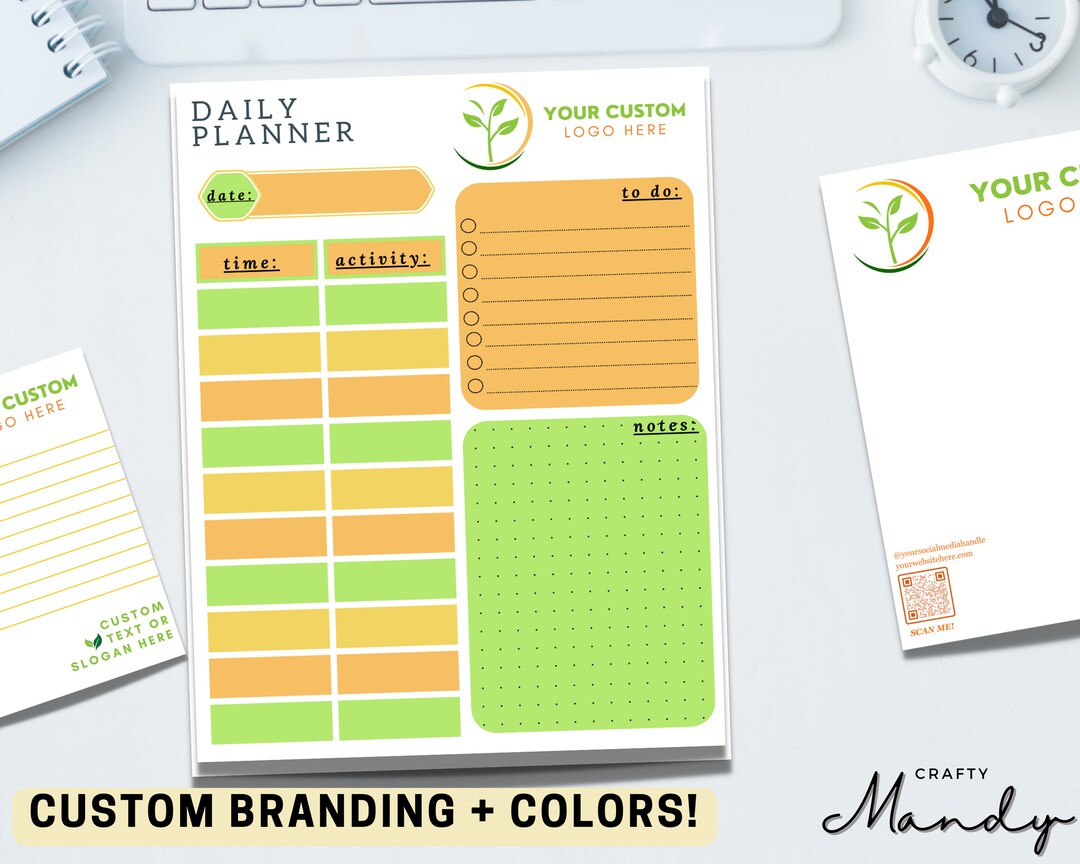Custom Branded Daily Planner- Tear Away Notepad - Logo Notepad - Memo ...