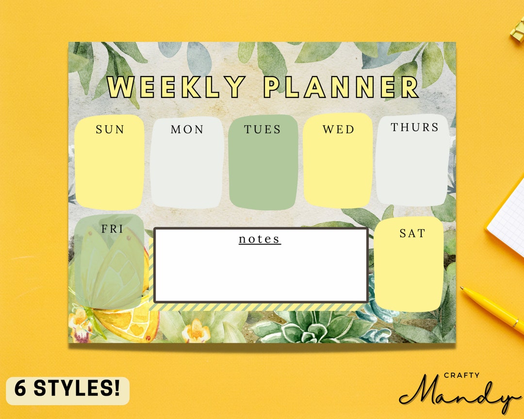 BOTANICAL Garden Weekly Planner- Tear Away Notepad - Botanical Notepad ...