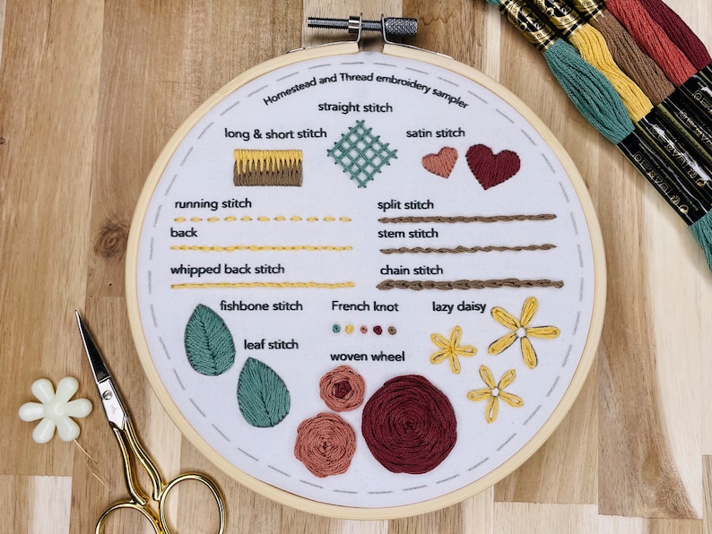 Hand Embroidery Stitch Sampler Pattern PDF Pattern Instant - Etsy