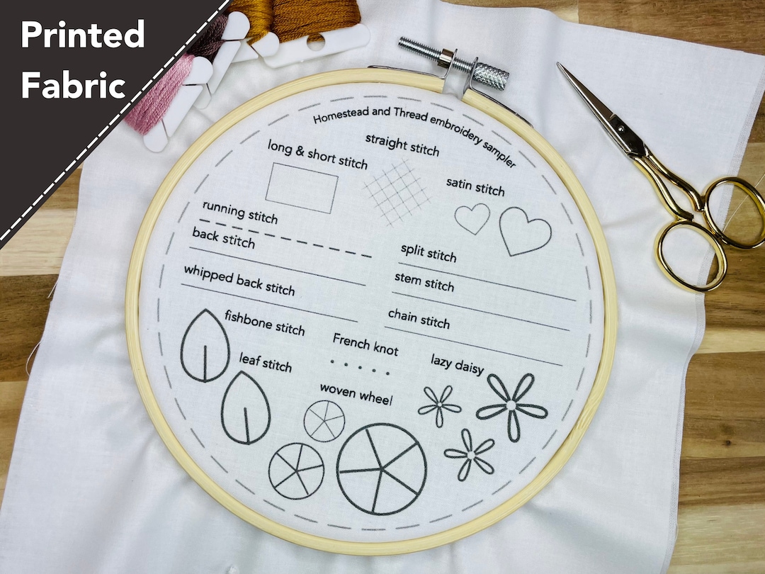 Buy Pre-printed Embroidery Fabric Pattern 1, Beginner Embroidery Stitch ...