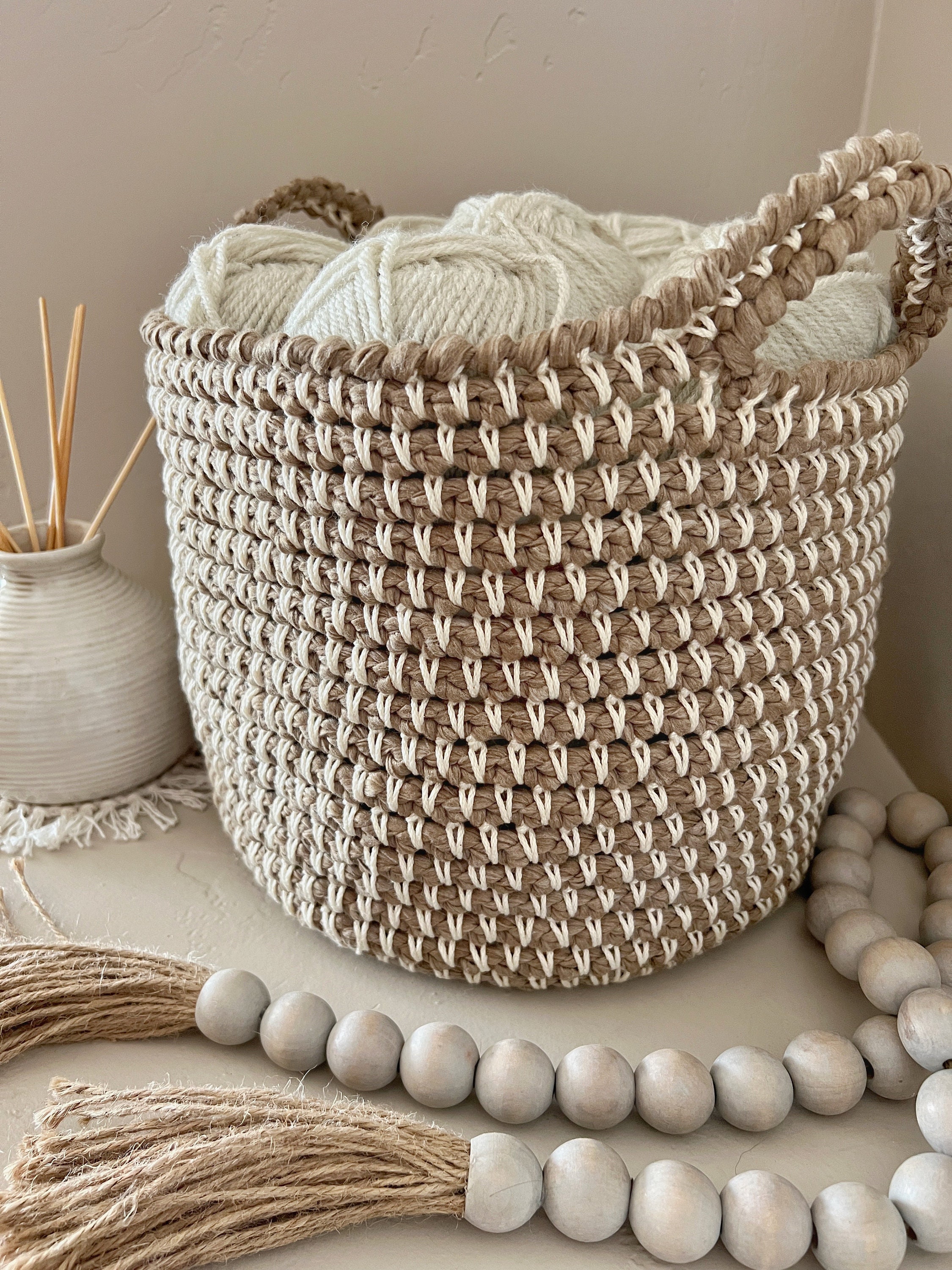 Rope Basket Crochet Pattern With Handles: Willow Pond Planter, 3 Sizes ...
