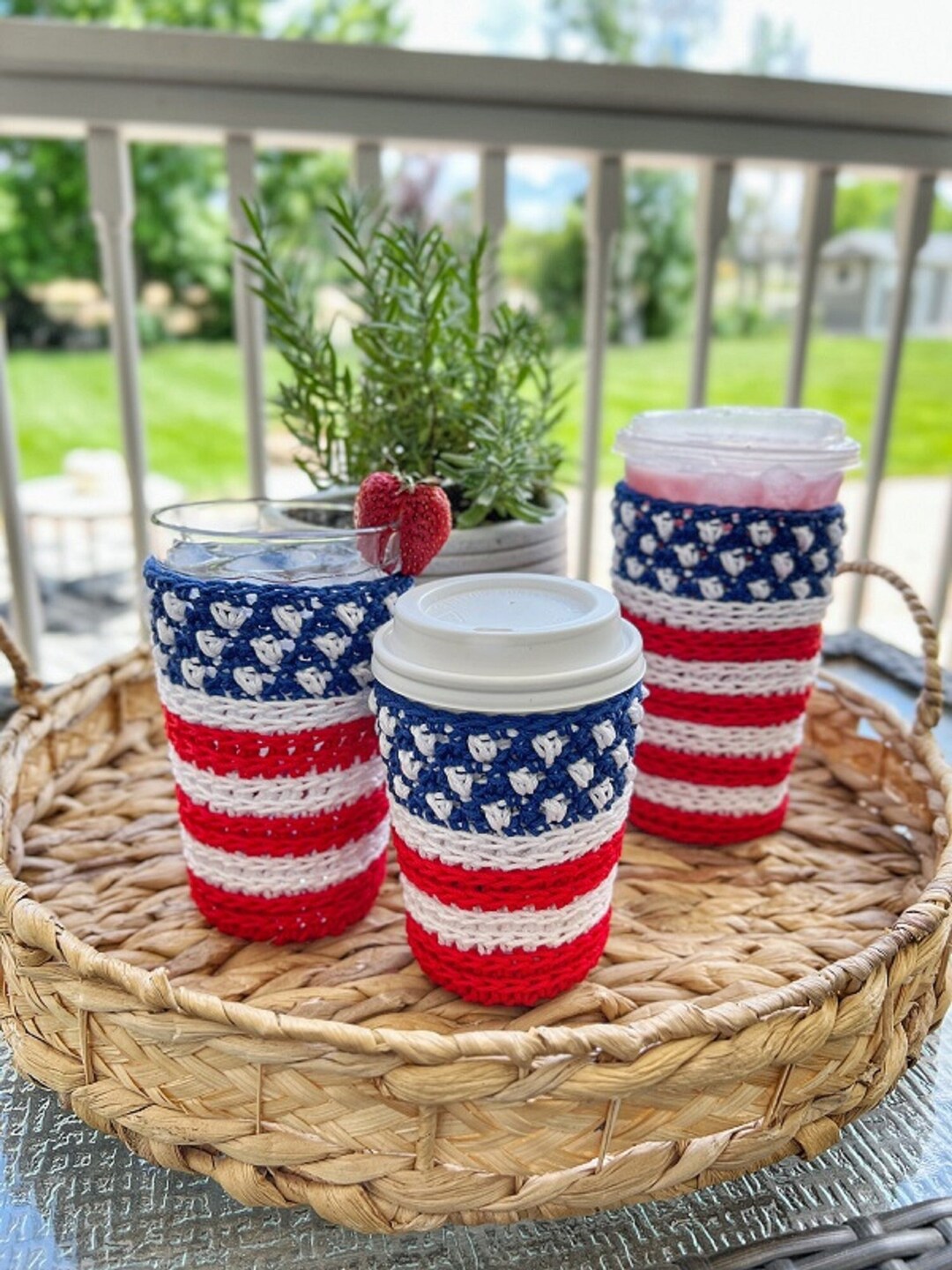Patriotic American Flag Crochet Cup Cozy Pattern for 4th of July,usa ...
