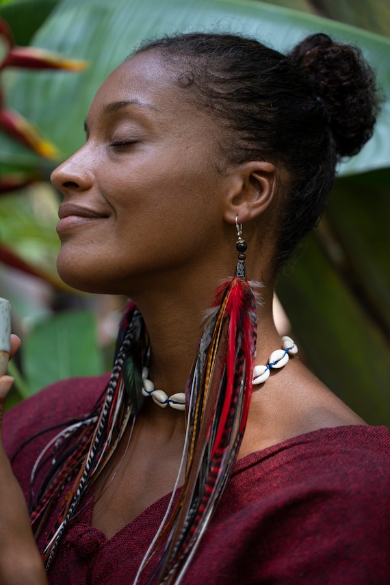 Extra long feather earrings store