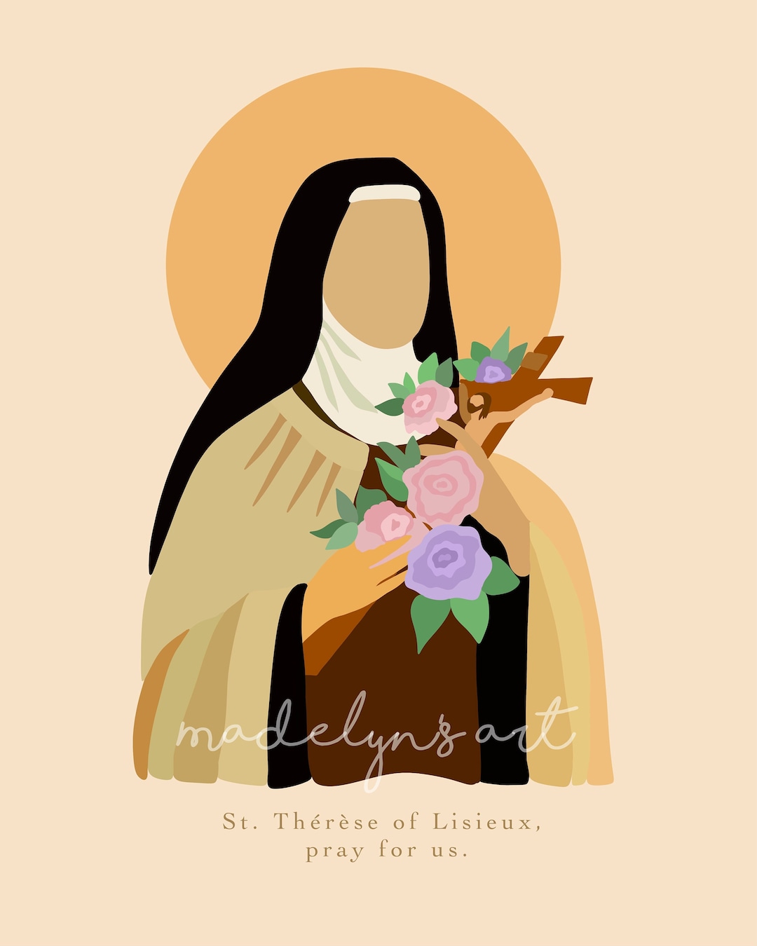 St. Thérèse of Lisieux DIGITAL Art Print Catholic Art Digital Drawings ...