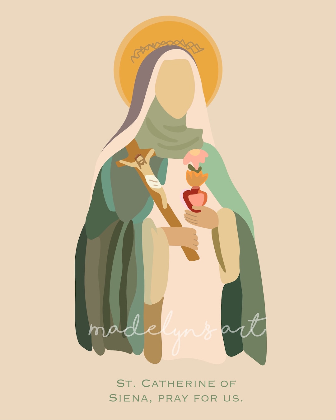 St. Catherine of Siena DIGITAL Art Print Catholic Art Digital Drawings ...