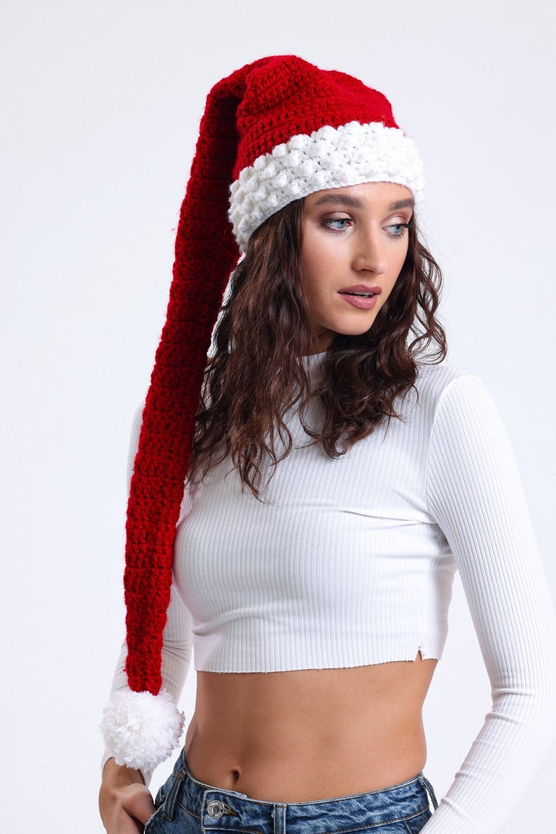 Handmade Long Santa Hat for Women,crochet Luxury Santa Hat,unique ...