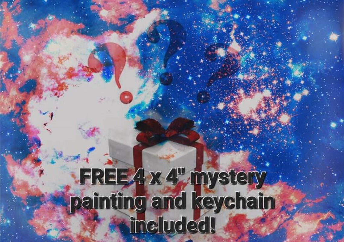 Abstract Original Painting "bleeding Stars" FREE 4 X 4" Mystery ...