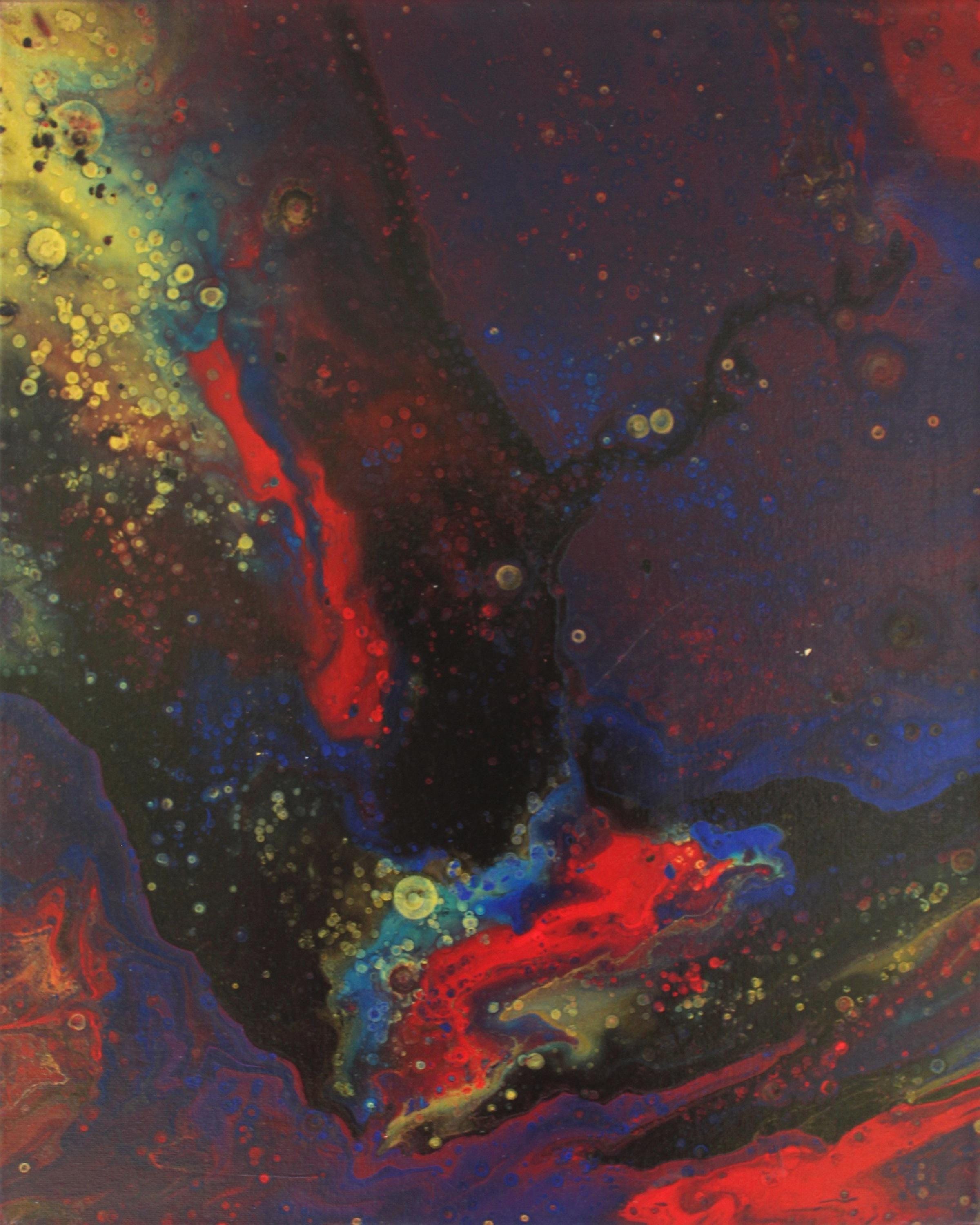 Abstract Original Painting "bleeding Stars" FREE 4 X 4" Mystery ...