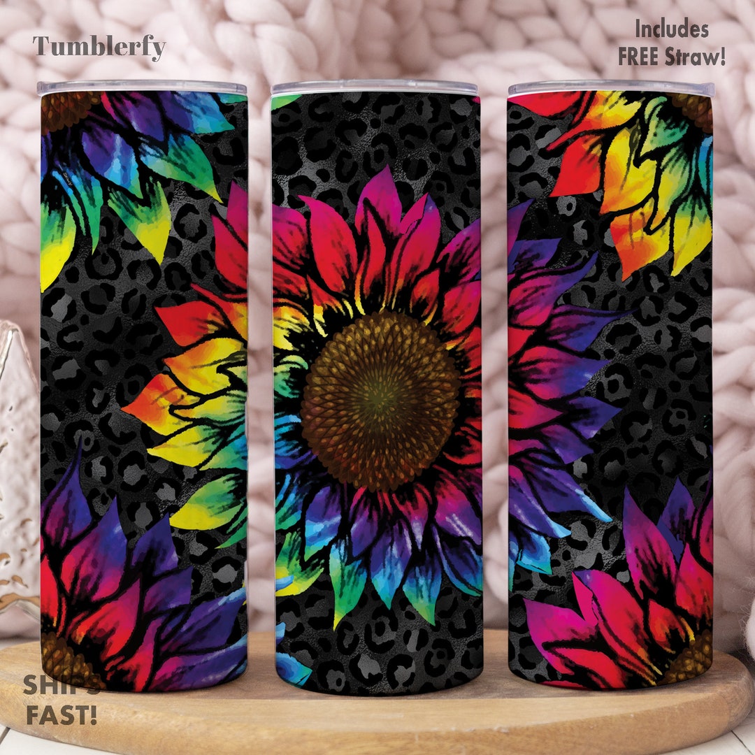 Sunflower Tye Dye Tumbler, Sunflower Gift for Women, Sunflower Cup With ...