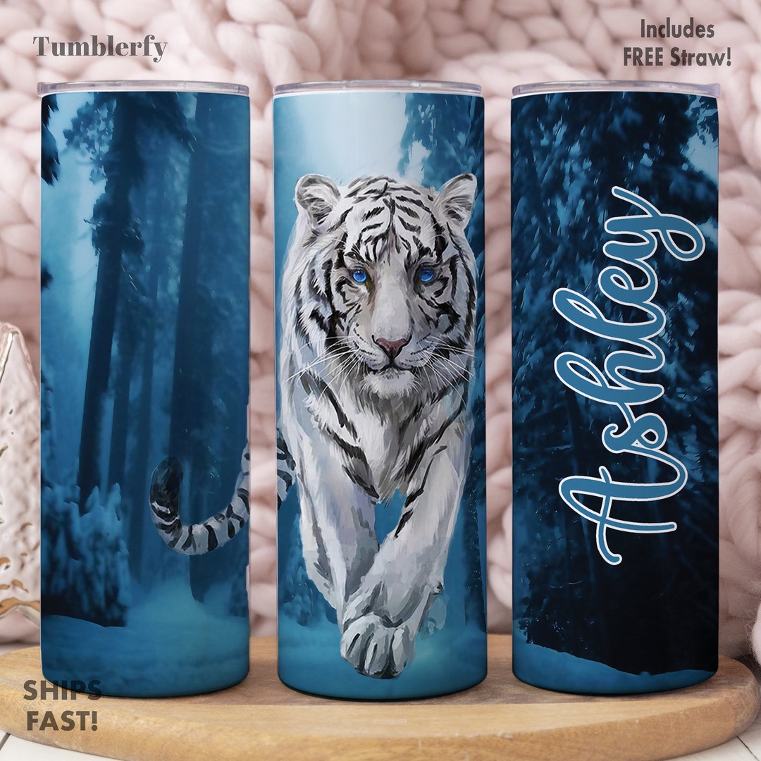 White Tiger Tumbler Personalized, White Tiger Gifts for Women, White ...