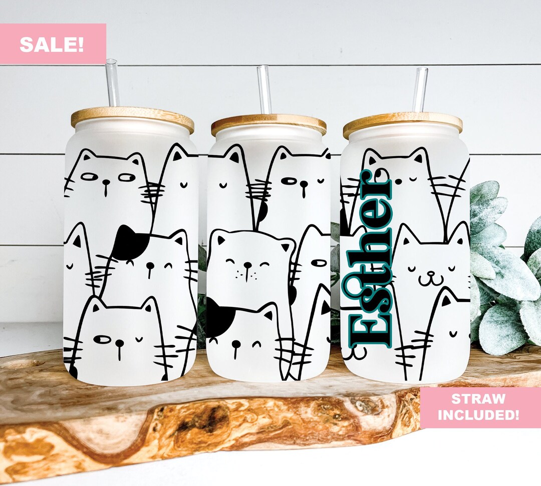 Cat Glass Cup Personalized, Cat Gifts for Women, Cat Libbey Cup, Cat ...