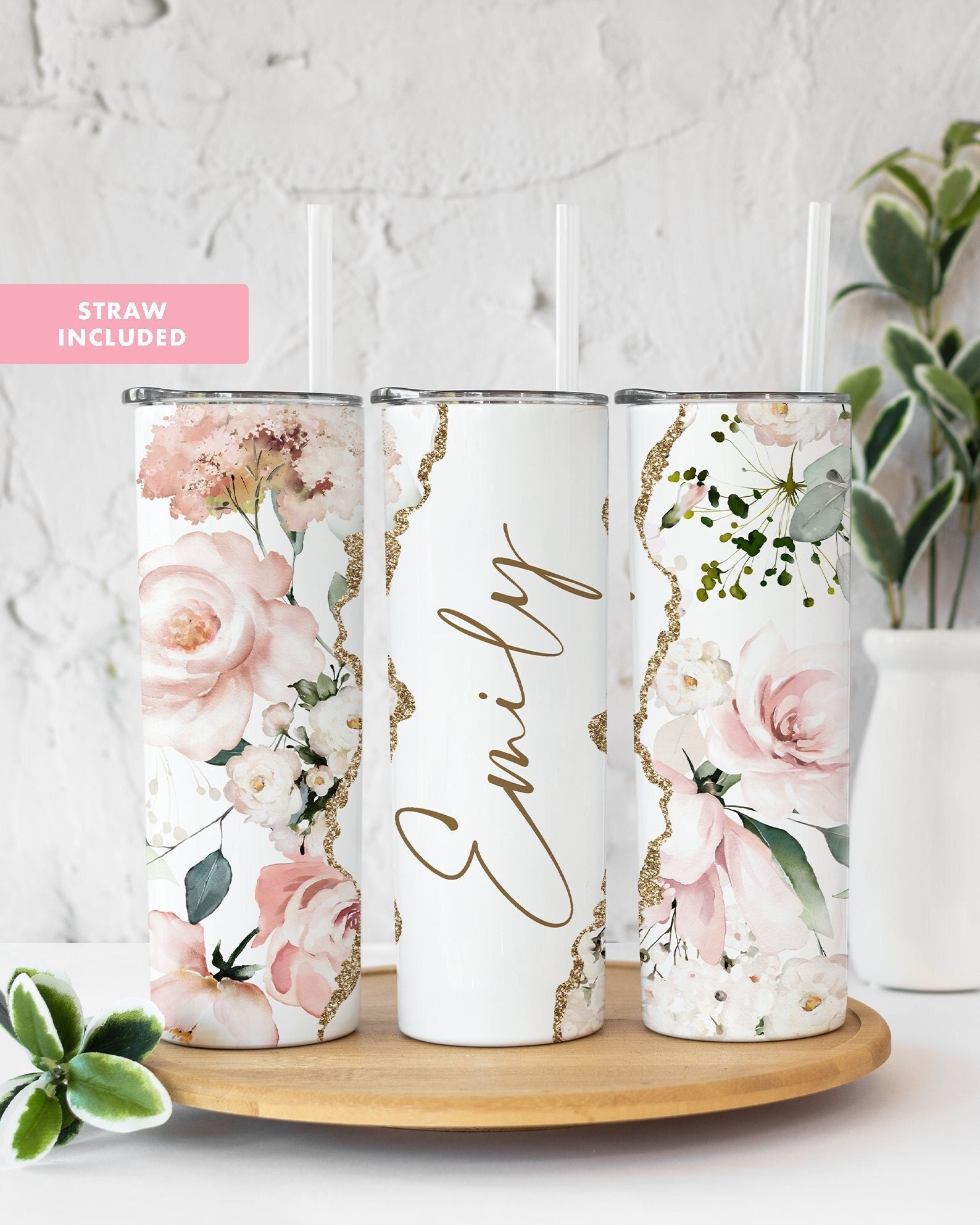 Name Floral Tumbler Name Cup Personalized Name Cup With - Etsy
