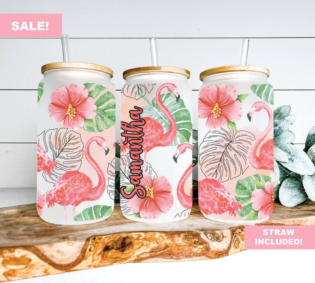 Flamingo Glass Cup Personalized, Flamingo Gifts for Women, Flamingo ...