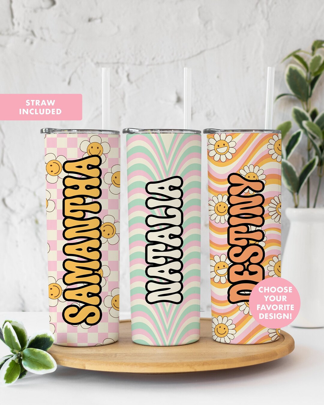 Retro Groovy Tumbler Personalized, Retro Name Tumbler With Straw, Retro ...