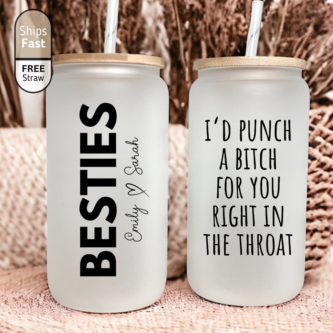 Bestie Ice Coffee Cup, Bestiegift, Best Friend Glass Tumbler, Gift for ...