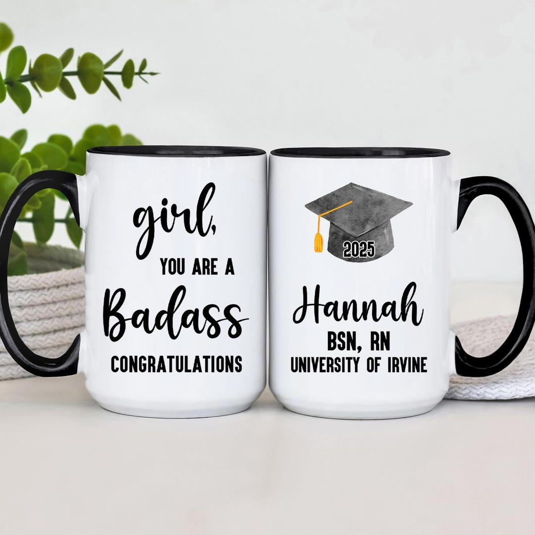 Graduation Gift for Girl, Personalized Graduation Gift Mug, Badass Girl ...
