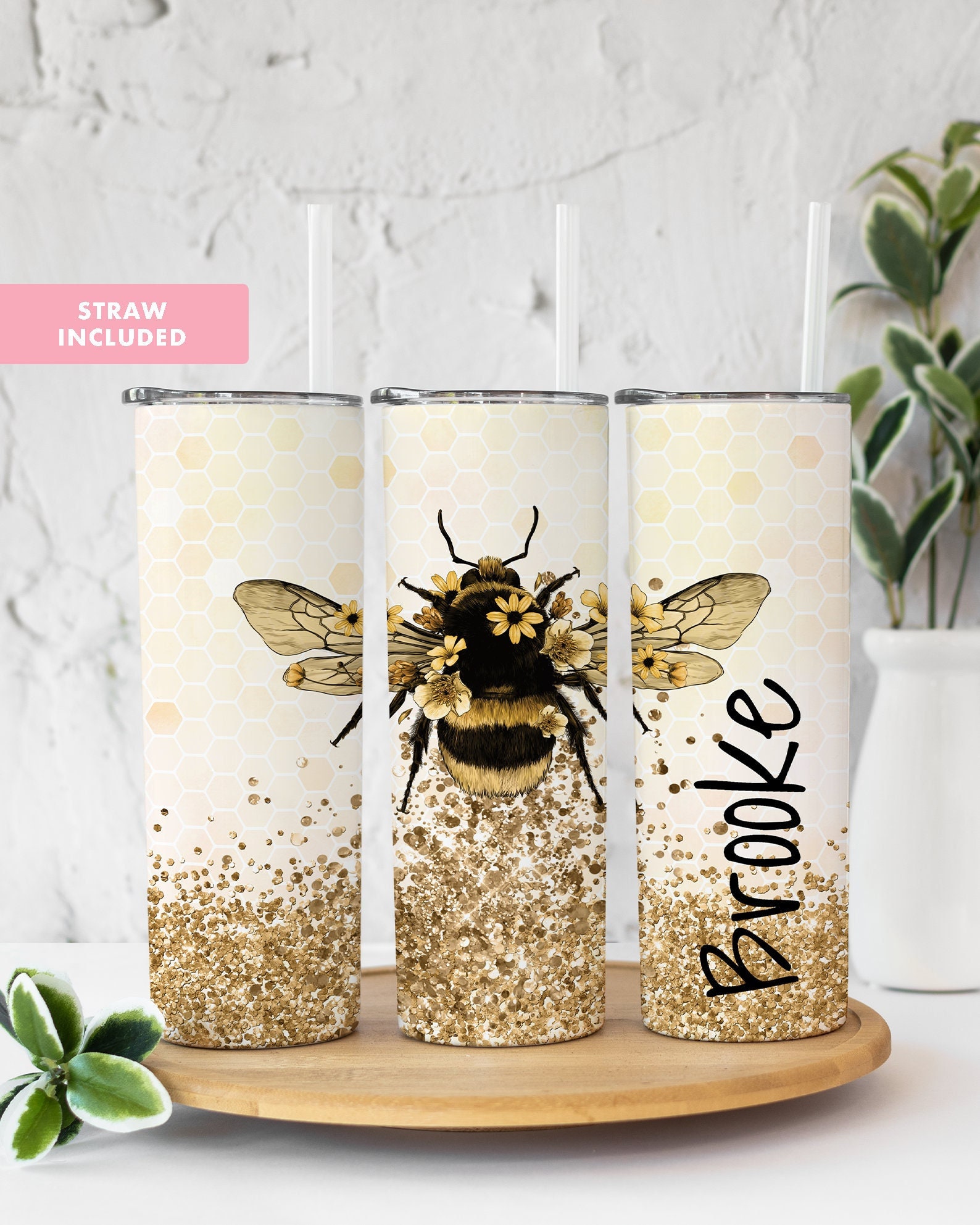 Bee Tumbler Personalized Bee Tumbler With Straw Bee Gifts - Etsy
