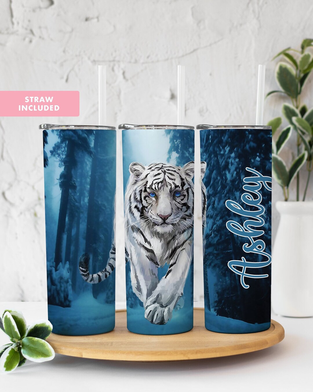 White Tiger Tumbler Personalized White Tiger Gifts for Women - Etsy