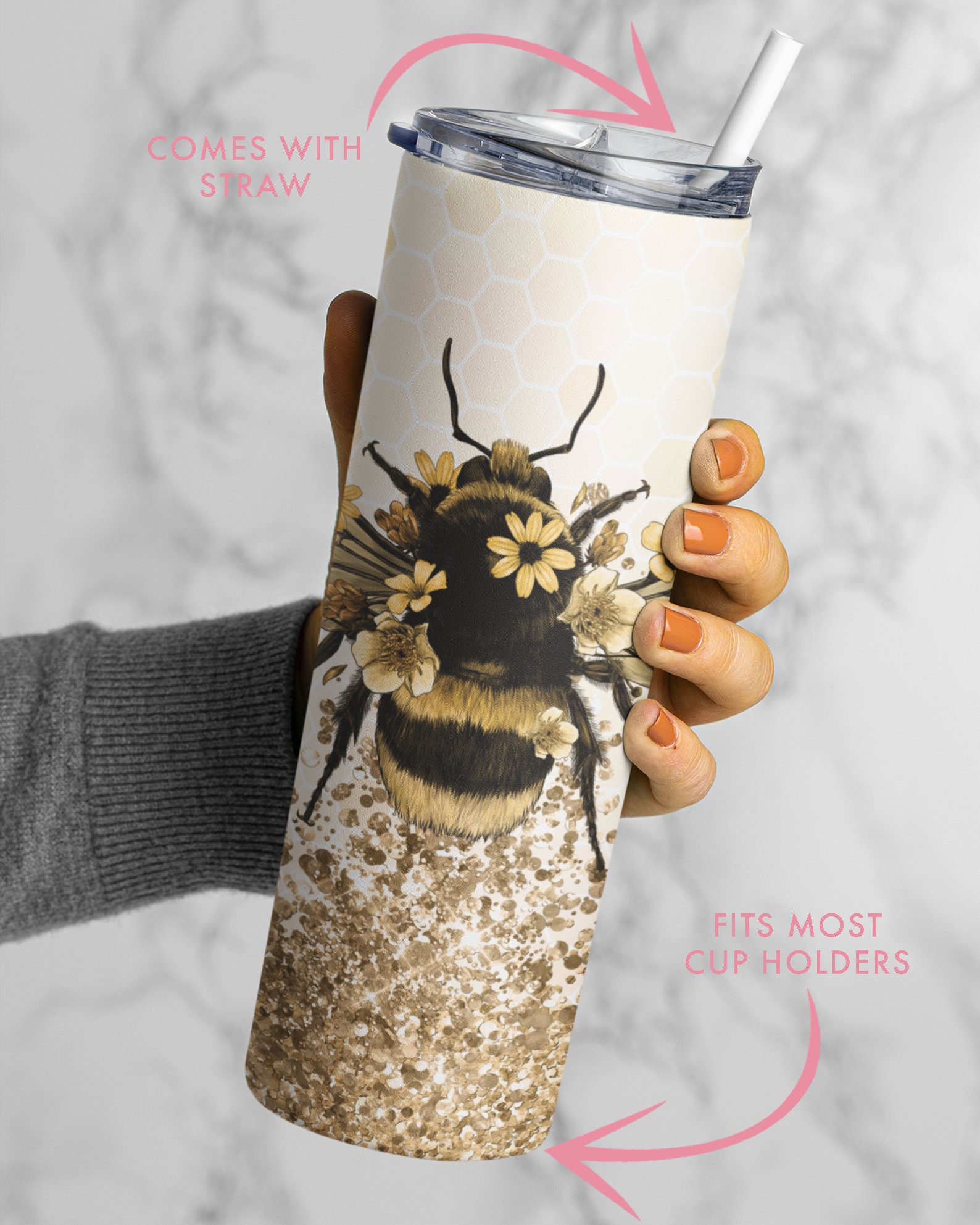 Bee Tumbler Personalized Bee Tumbler With Straw Bee Gifts - Etsy
