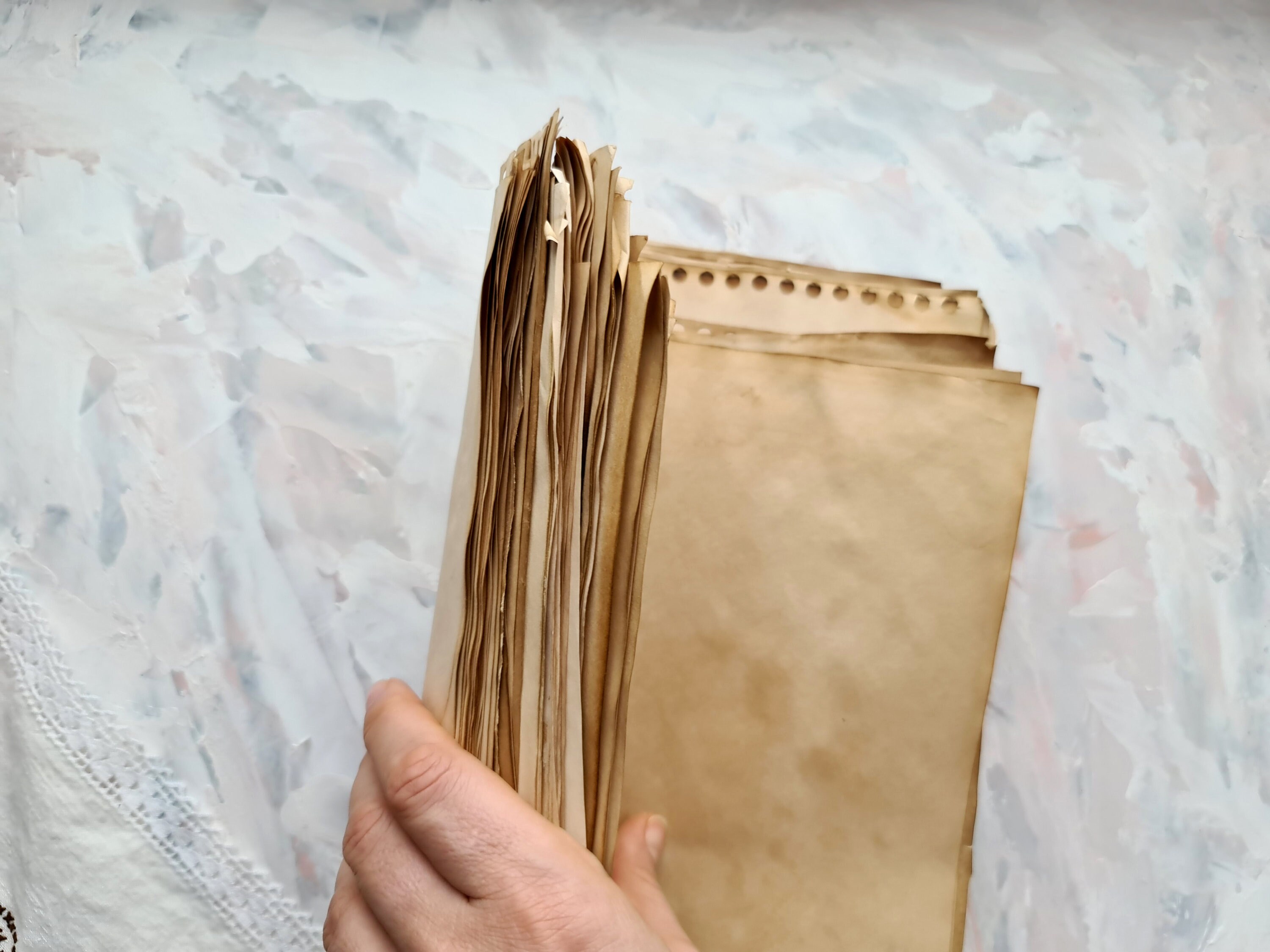 Hand Antiqued Aged Paper, Coffee Dyed, Perforated Card Stock (50 Sheets ...