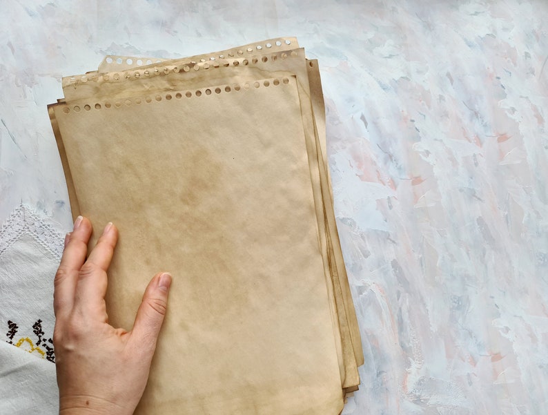 Hand Antiqued Aged Paper, Coffee Dyed, Perforated Card Stock (50 Sheets ...