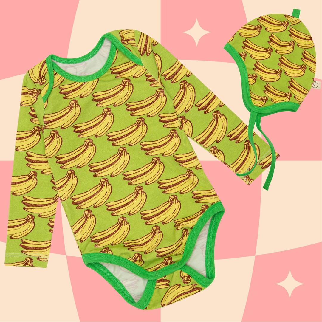 LONG SLEEVE BODYSUIT | Sustainable Cotton Banana Cute Onesie | Baby ...