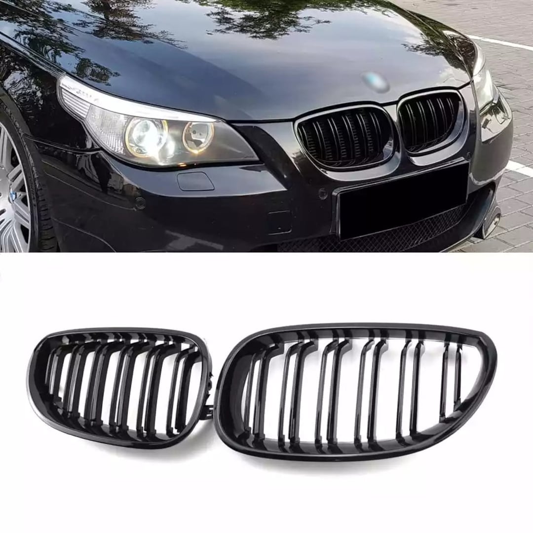 BMW E60 E61 Dual Slat Glossy Black Front Grilles - Etsy