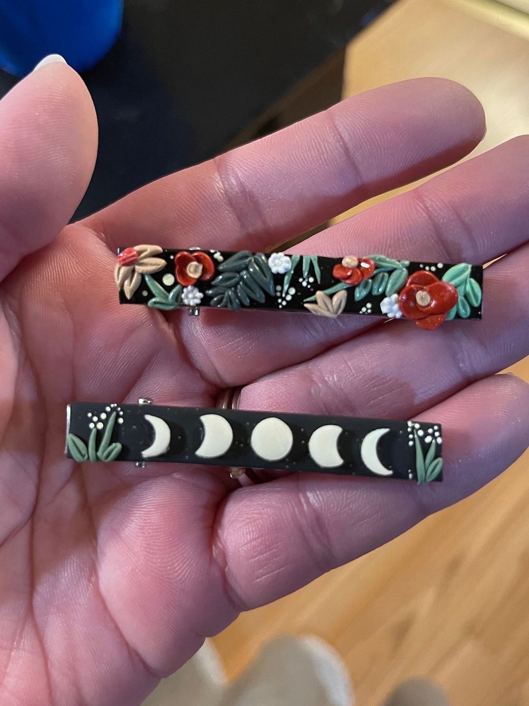 Handcrafted Polymer Clay Hair Barrettes - Moon Phases and Assorted ...