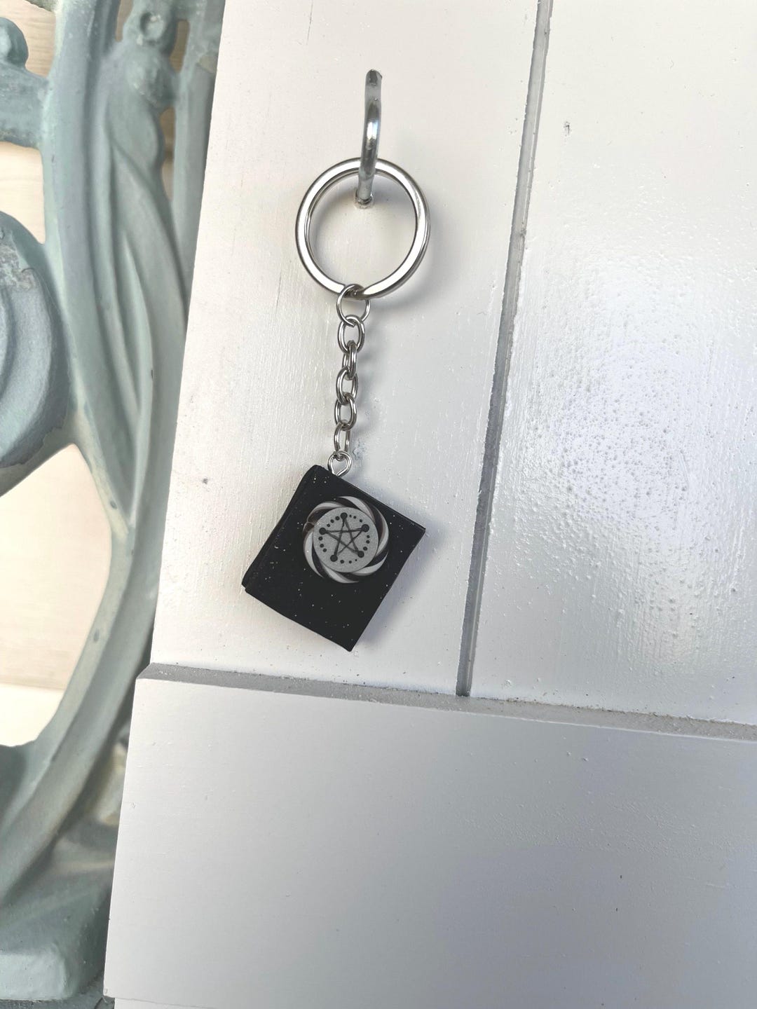 Handmade Glow-in-the-dark Spell Book Keychain: Polymer Clay Witchy Gift ...