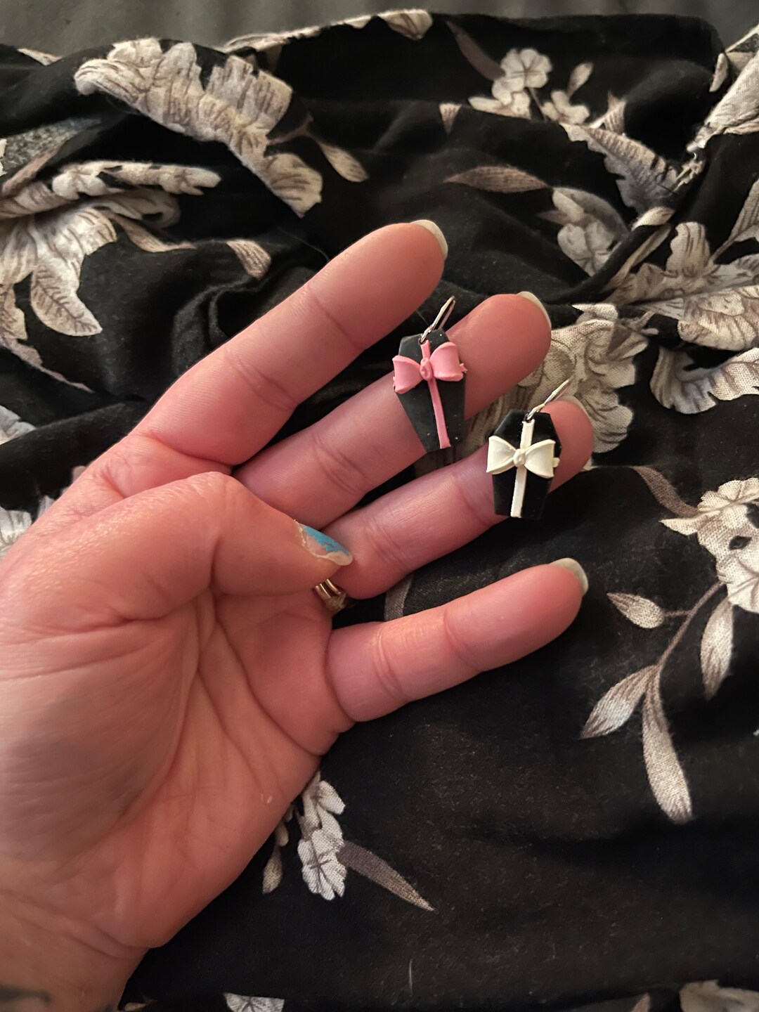 Wrapped With a Bow Coffins - Handmade Polymer Clay Earrings - Coffin ...