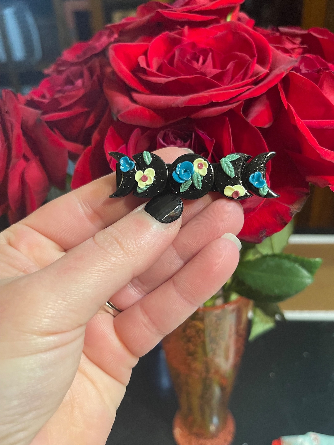 Handcrafted Polymer Clay Hair Barrettes - Moon Phases and Assorted ...