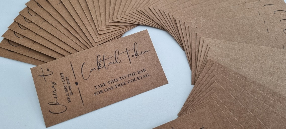 Wedding Drink Tokens - Cocktail Token - Personalised Wedding Drink ...