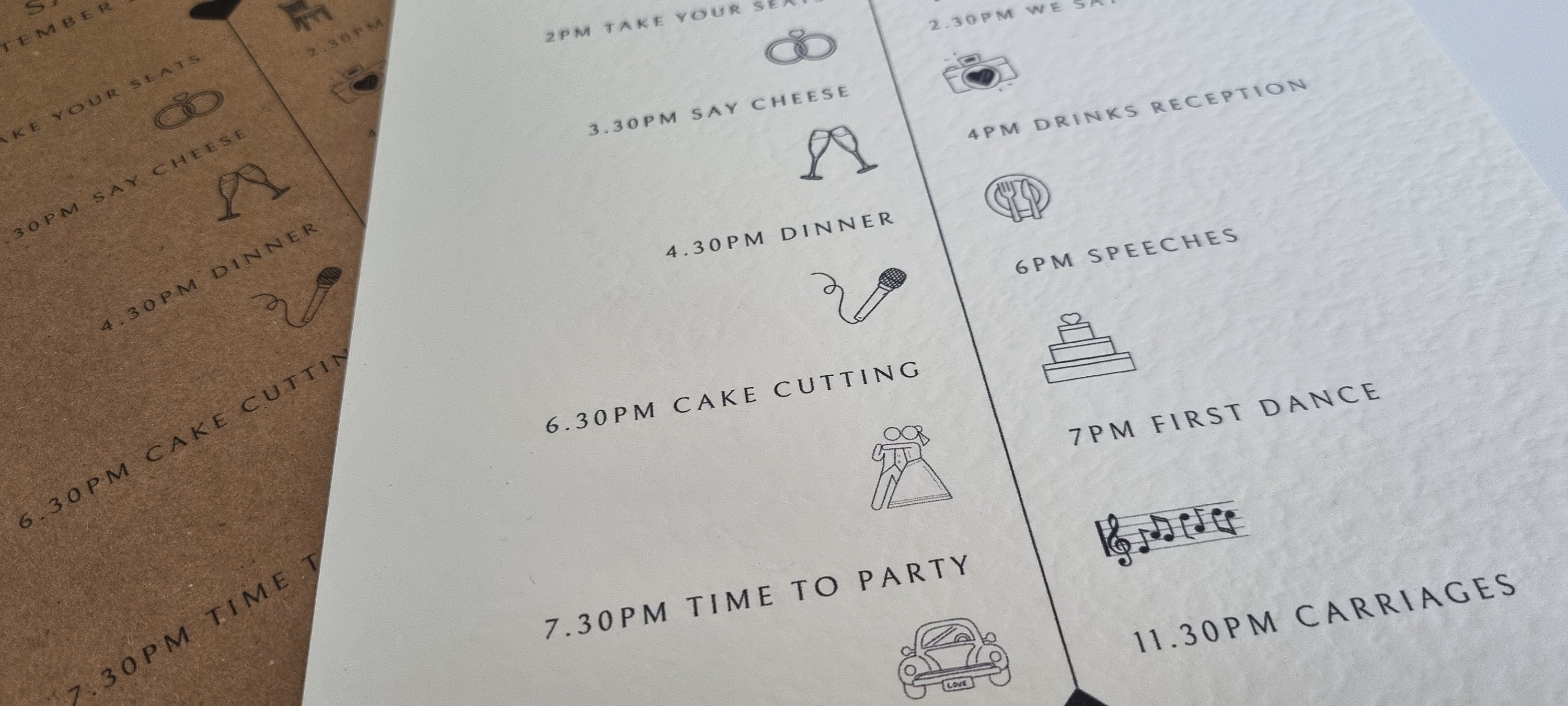 Order of the Day Cards Order of Events Personalised Wedding Day Timeline wedding Day Order of ...