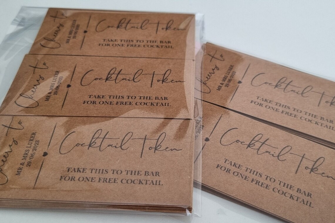 Wedding Drink Tokens - Cocktail Token - Personalised Wedding Drink ...